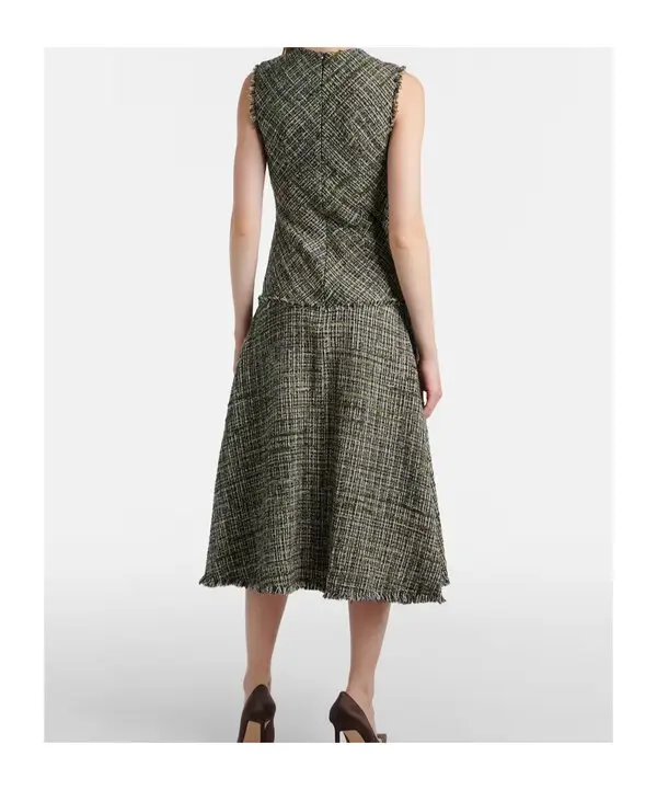 Erdem Draped Tweed Midi Dress