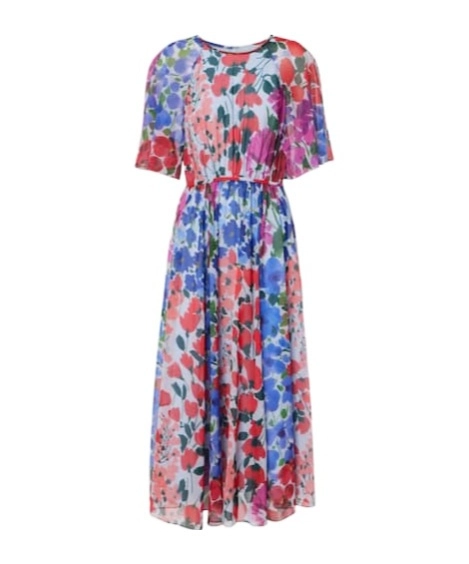 Carolina Herrera Floral Gathered Midi Dress - Multicolor