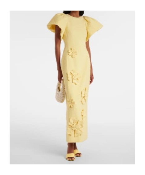 LEO Lucinda Floral-appliqué Tweed Maxi Dress