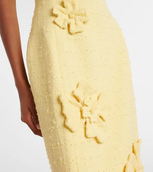 LEO Lucinda Floral-appliqué Tweed Maxi Dress