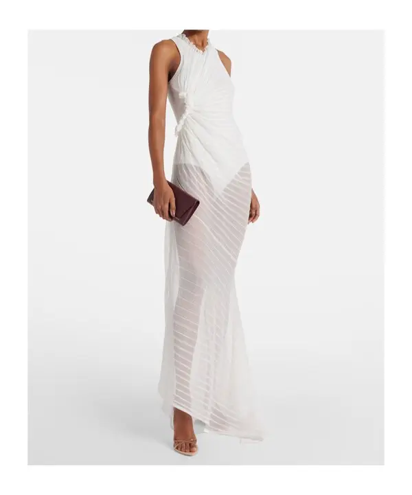 Victoria Beckham Gathered Cotton-blend Maxi Dress
