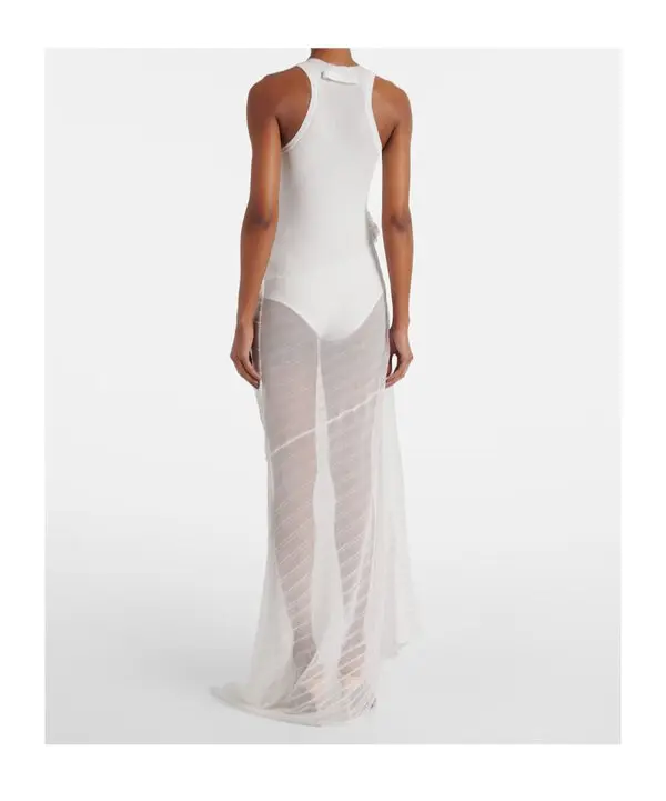 Victoria Beckham Gathered Cotton-blend Maxi Dress