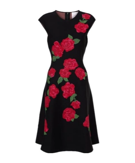 Carolina Herrera Floral Jacquard Midi Dress - Black