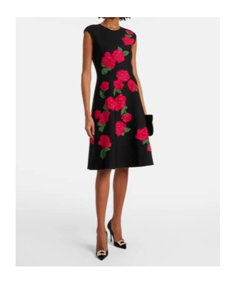 Carolina Herrera Floral Embroidered Midi Dress