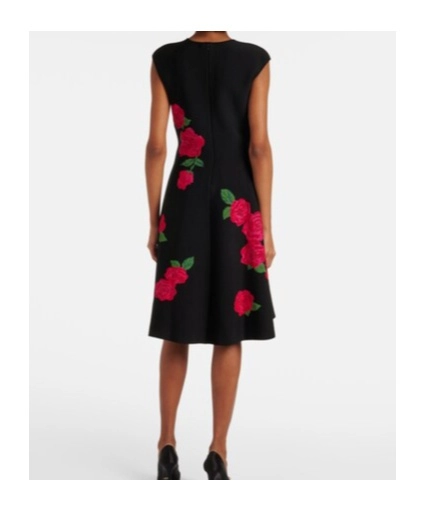 Carolina Herrera Floral Embroidered Midi Dress