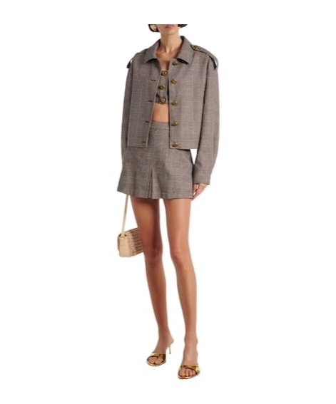 SELF-PORTRAIT Checked Cotton And Linen Jacket
