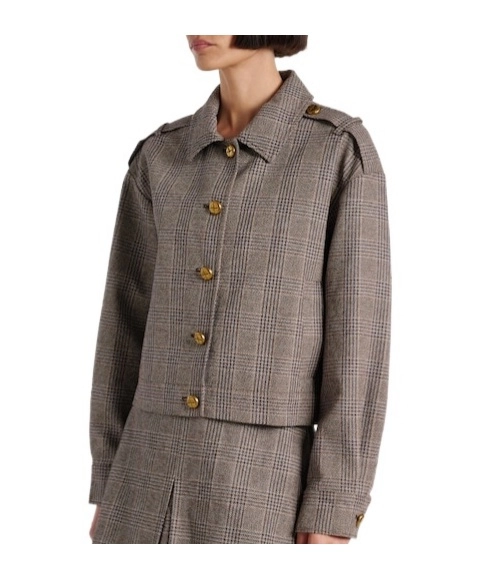 SELF-PORTRAIT Checked Cotton And Linen Jacket