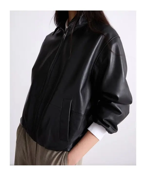 Marella Shirt Collar Leather Jacket