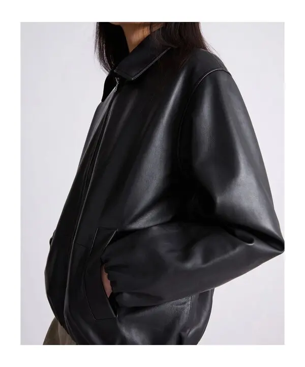 Marella Shirt Collar Leather Jacket
