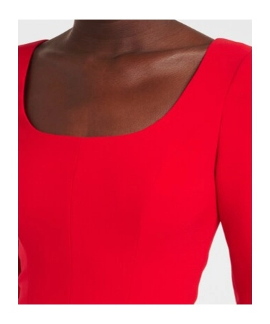 Carolina Herrera Crêpe Midi Dress With Square Neckline And Flared Trumpet Silhouette
