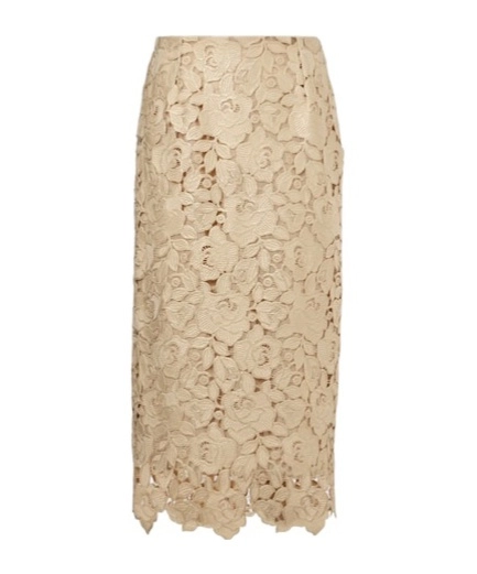 Oscar De La Renta Guipure Lace Pencil Skirt - Nude
