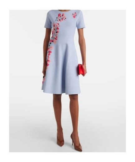 Carolina Herrera Floral Jacquard Midi Dress - White