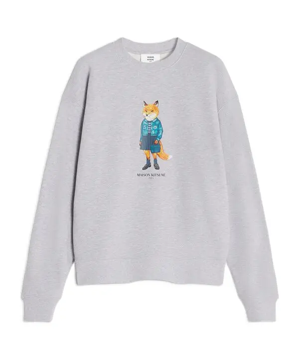 Maison Kitsuné Dressed Fox Print Sweatshirt - Light Gray