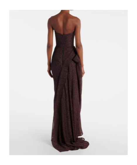 Maticevski Lexicon Draped Gathered Lame Gown