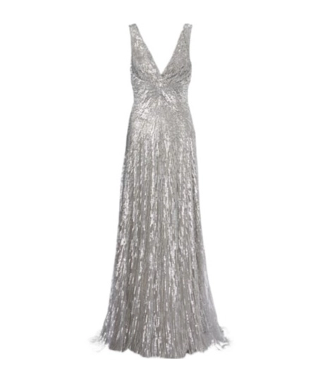 Monique Lhuillier Sequined Tulle Gown