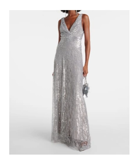 Monique Lhuillier Sequined Tulle Gown