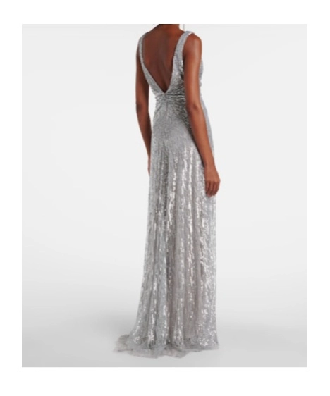 Monique Lhuillier Sequined Tulle Gown