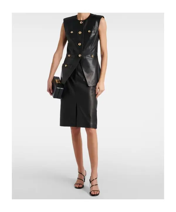 Veronica Beard Maxine High-rise Leather Pencil Skirt