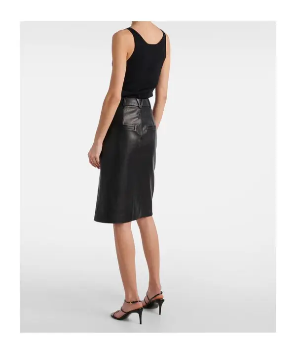 Veronica Beard Maxine High-rise Leather Pencil Skirt
