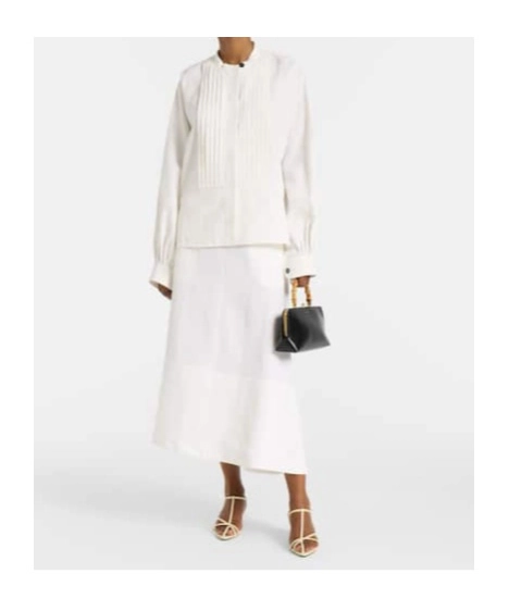 JIL SANDER Asymmetric Linen Midi Skirt