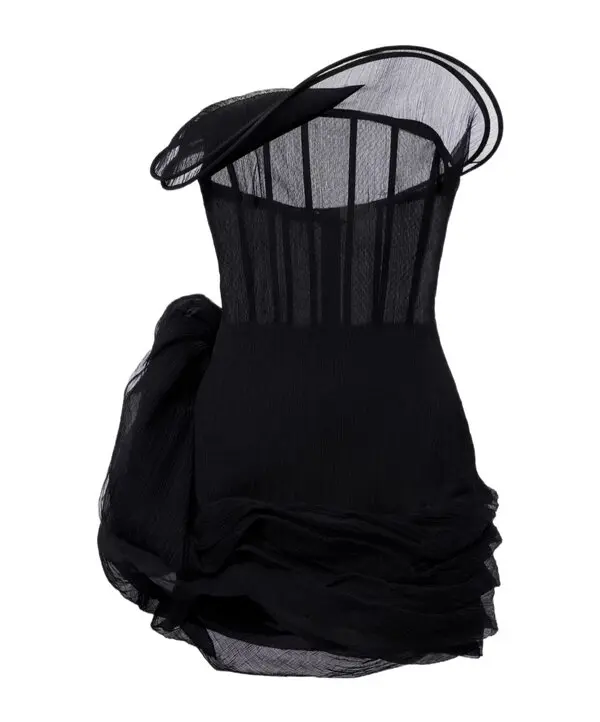 Magda Butrym Floral-appliqué Tulle Corset Dress - Black