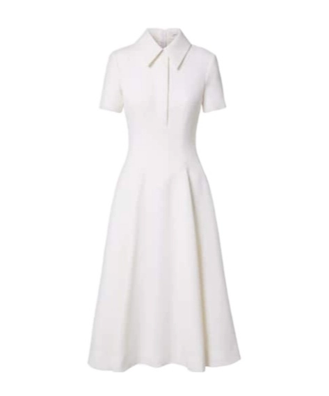 EMILIA WICKSTEAD Jody Pleated Wool Midi Dress - White