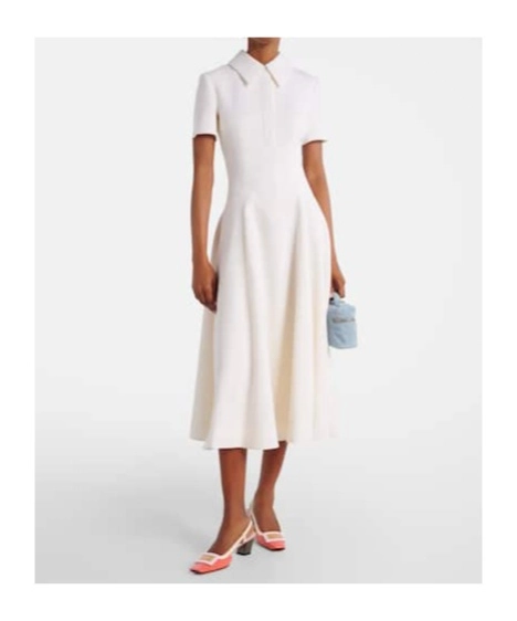 EMILIA WICKSTEAD Jody Pleated Wool Midi Dress - White
