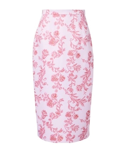 EMILIA WICKSTEAD Lorelei Floral Taffeta Faille Pencil Skirt - Pink