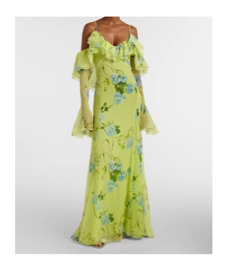 Blumarine Floral Silk Crepe Gown