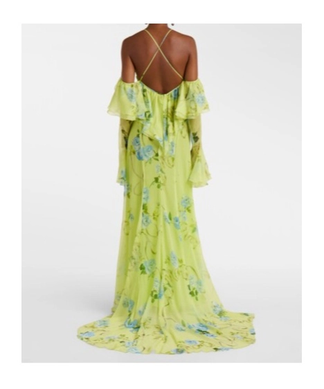 Blumarine Floral Silk Crepe Gown