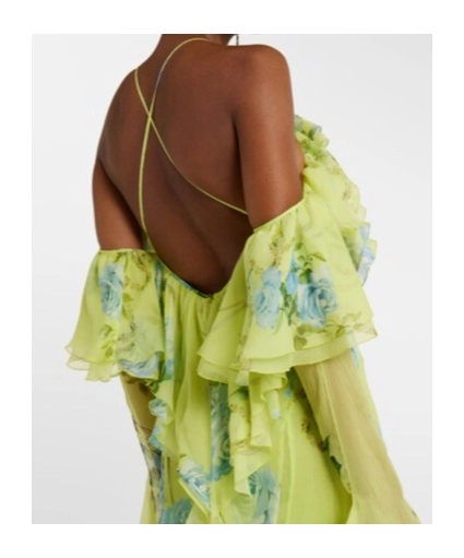 Blumarine Floral Silk Crepe Gown
