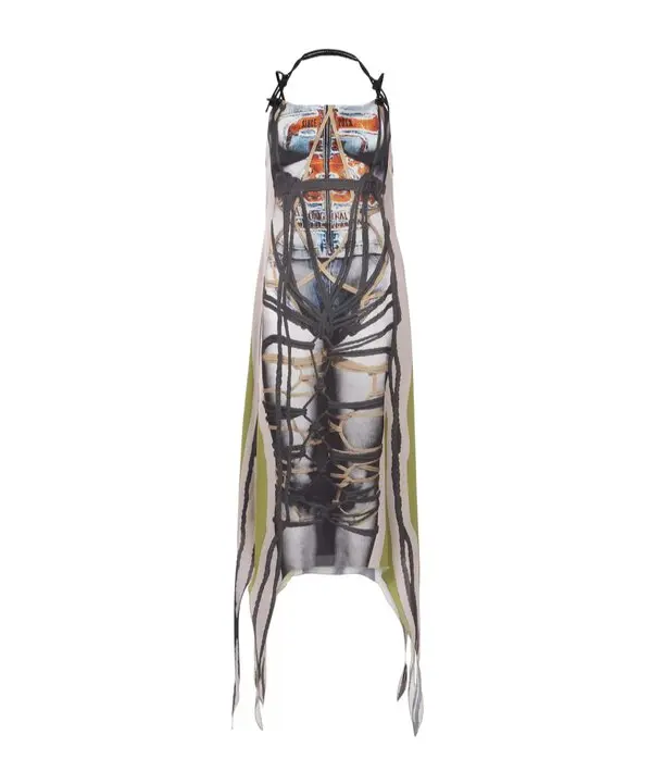 Y/project Bondage Printed Midi Dress - Black