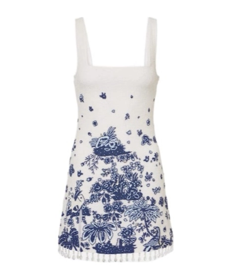 Staud Le Sable Fringed Beaded Minidress