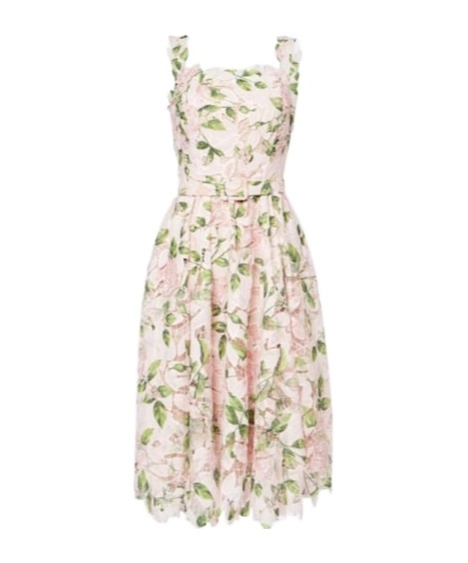 Oscar De La Renta Floral Guipure Cocktail Dress - Nude