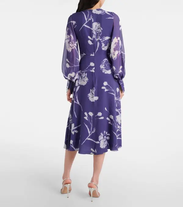 Erdem Floral Silk Voile Midi Dress