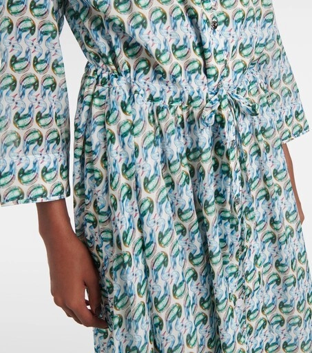 Tory Burch Printed Silk And Cotton Midi Dress