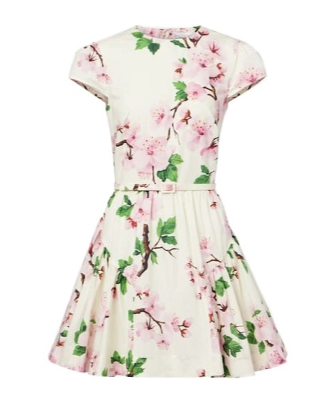 Oscar De La Renta Floral Cotton-blend Belted Mini Dress - White