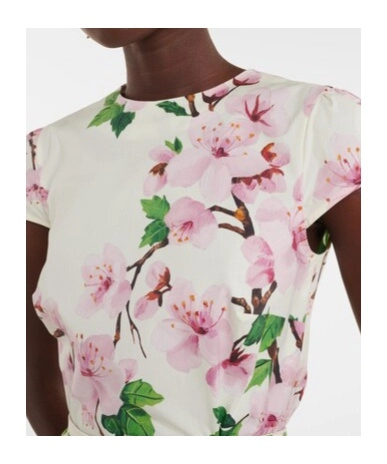Oscar De La Renta Floral Cotton-blend Belted Mini Dress - White