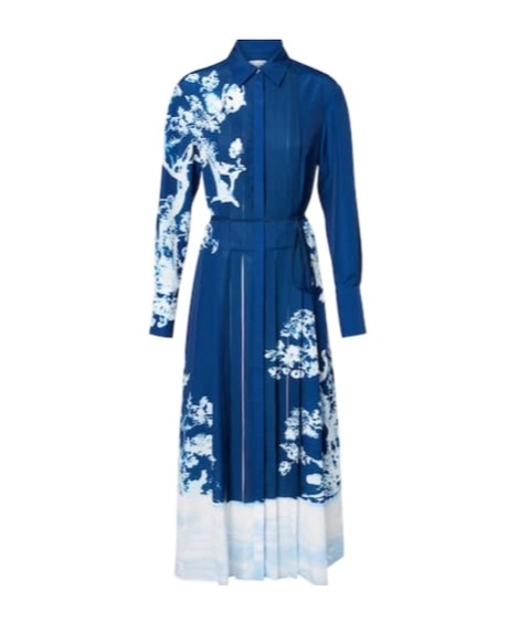 Erdem Belted Printed Midi Dress