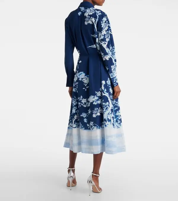 Erdem Belted Printed Midi Dress