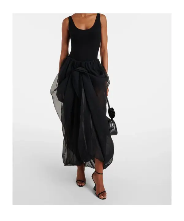 Magda Butrym Ruffled Silk Tulle Maxi Skirt