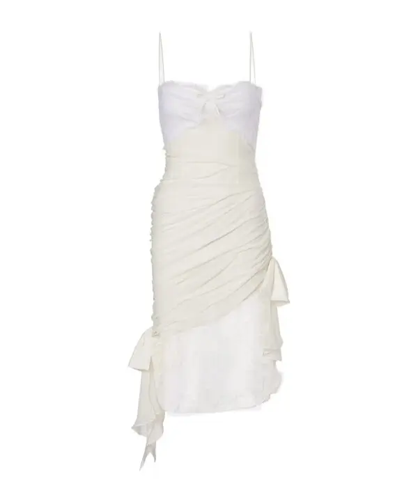 Alessandra Rich Lace-trimmed Silk Georgette Midi Dress