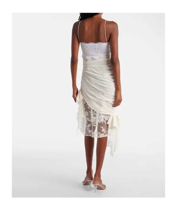 Alessandra Rich Lace-trimmed Silk Georgette Midi Dress