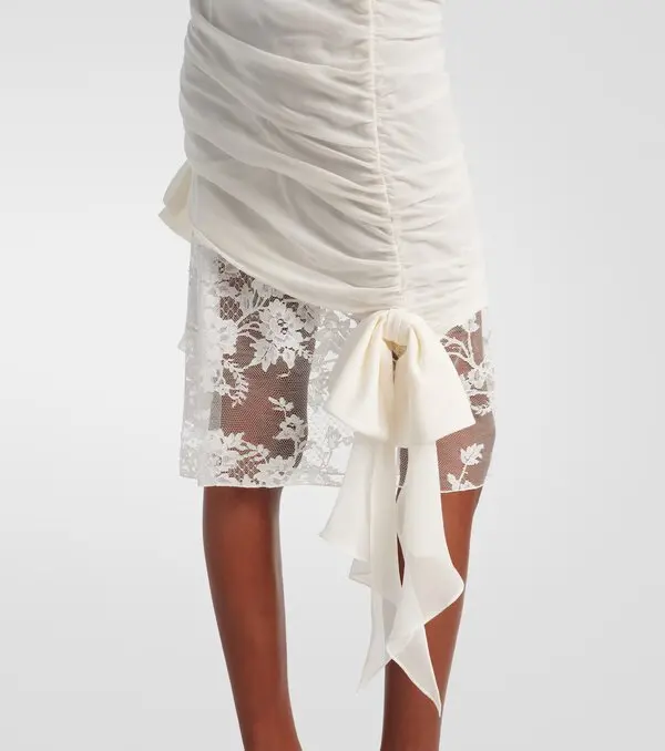 Alessandra Rich Lace-trimmed Silk Georgette Midi Dress