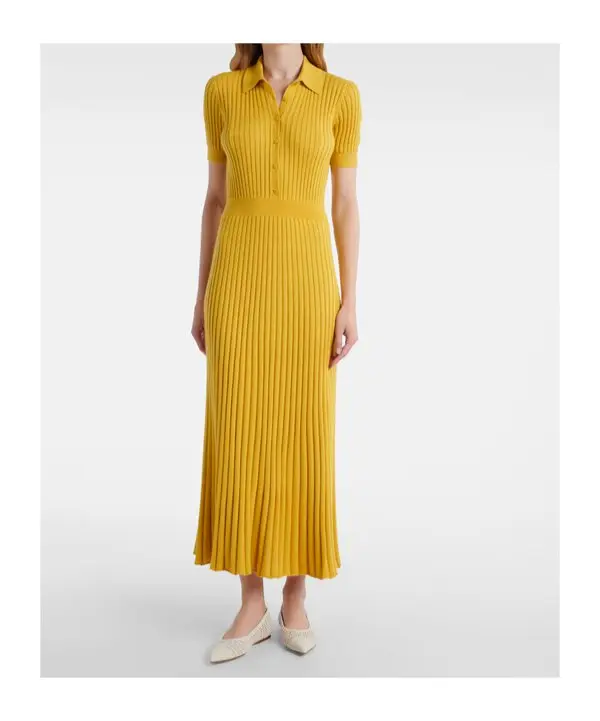 Gabriela Hearst Ribbed Knit Maxi Dress - Yellow