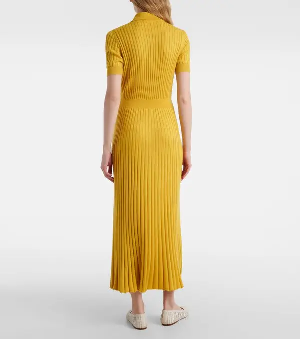 Gabriela Hearst Ribbed Knit Maxi Dress - Yellow