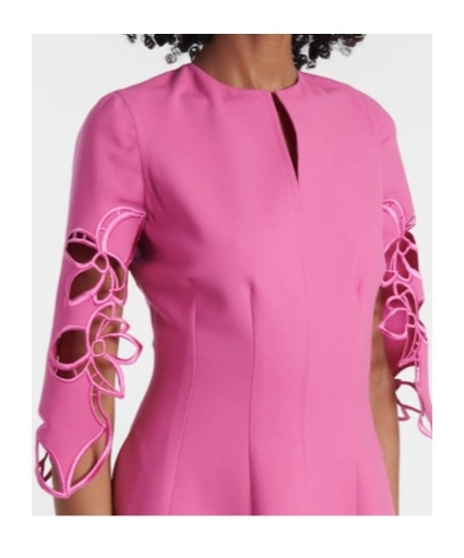 Oscar De La Renta Embroidered Wool-blend Lace Midi Dress