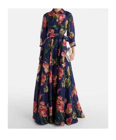 Carolina Herrera Floral Gazar Gown