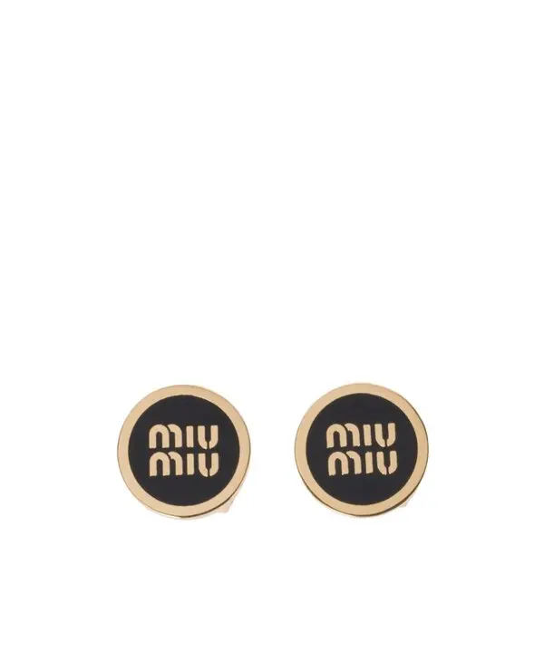 Miu Miu Two-tone Clip-on Earrings - Black