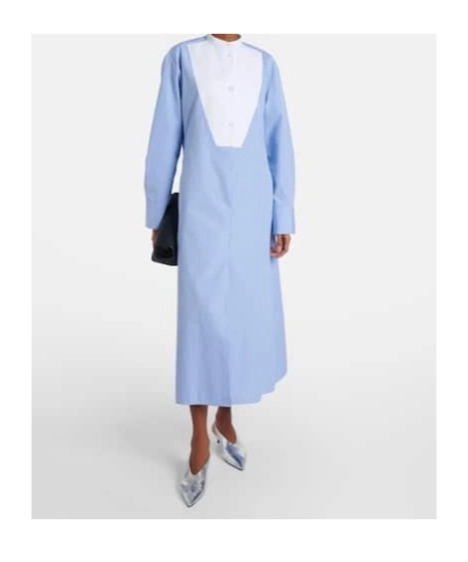 JIL SANDER Pinstripe Cotton Shirt Dress